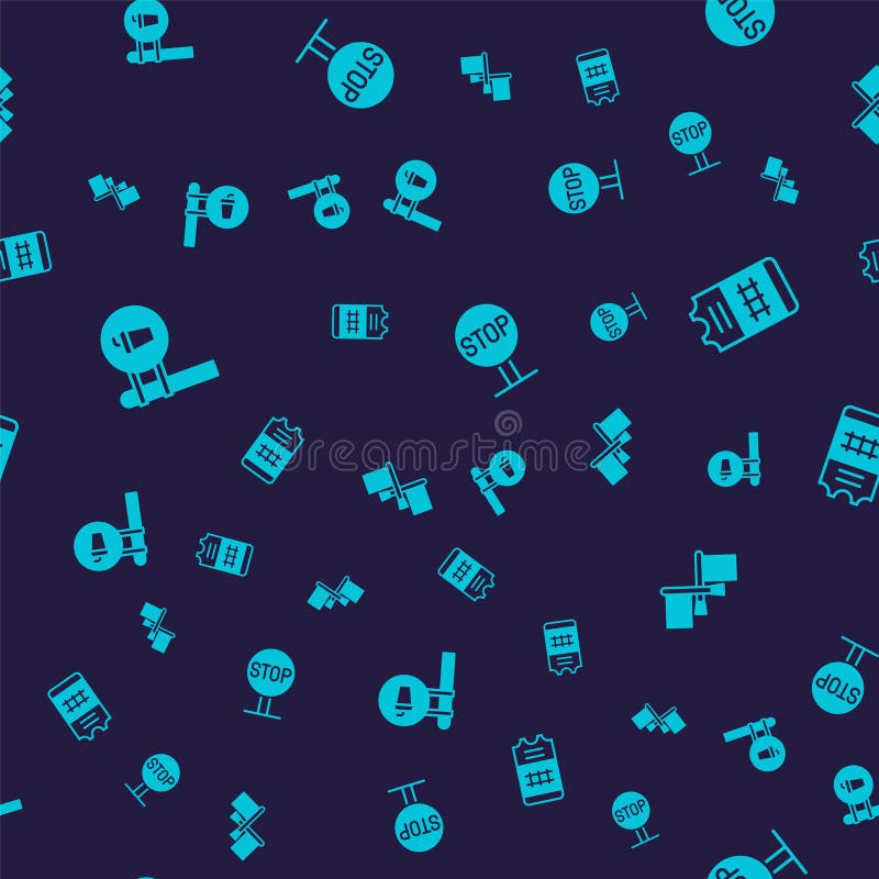 Set Cafe and Restaurant Location, Train Ticket, Stop Sign and Flag on ...