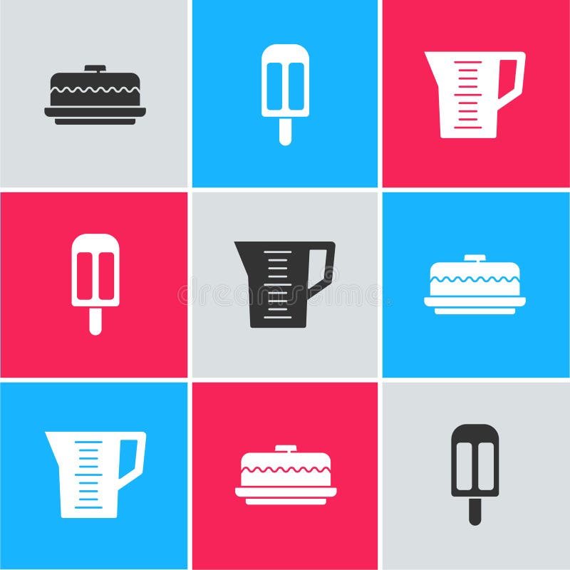 Set Cake, Ice Cream and Measuring Cup Icon. Vector Stock Vector ...