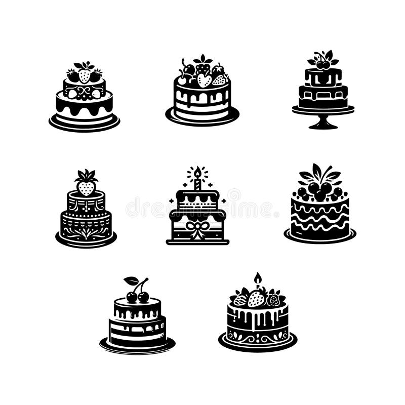 Set of cake icons stock illustration. Illustration of clothing - 363045564