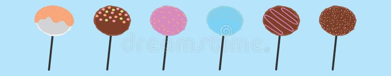 Set of Cake Pop Cartoon Icon Design Template with Various Models ...