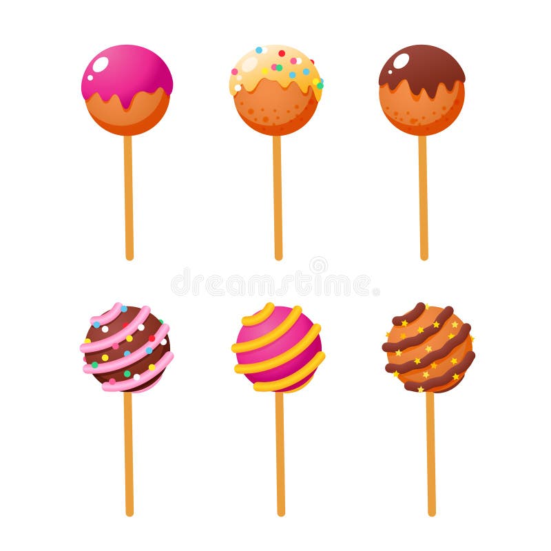 Set of cake pops stock vector. Illustration of isolated - 239499174