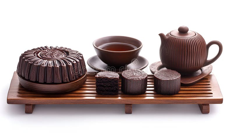 Set with Cake Shaped Traditional Chinese Pu-erh Tea Isolated on White ...