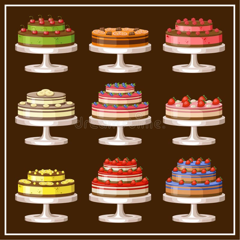 Set of cakes. stock vector. Illustration of anniversary - 44871818