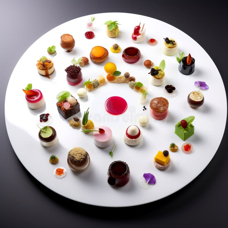 Set of Cakes on White Plate. Created with Generative AI Stock ...