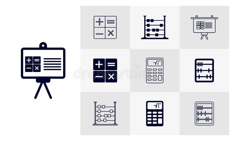 Set of Calculating Tool Icon Logo Vector Template, Education Icon ...