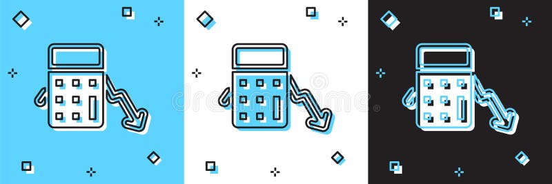 Set Calculation of Expenses Icon Isolated on Blue and White, Black ...