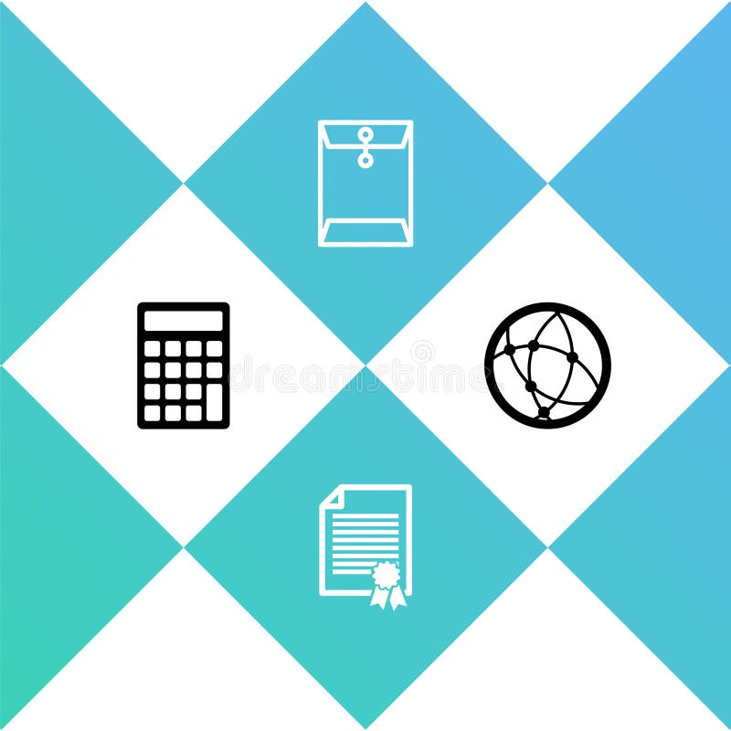 Set Calculator, Certificate Template, Envelope and Social Network Icon ... Set Calculator, Certificate Template, Envelope and Social Network Icon ...