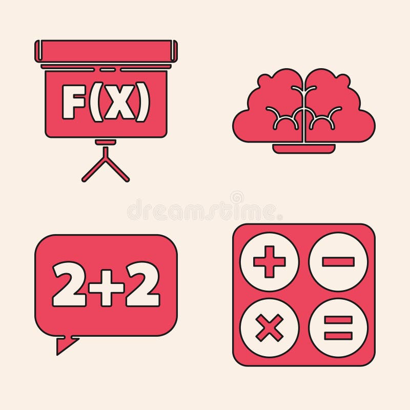 Set Calculator, Chalkboard, Human Brain and Equation Solution Icon ...