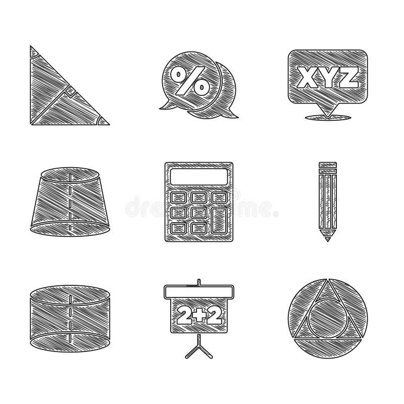 Set Calculator Chalkboard Triangle Math Pencil Geometric Figure
