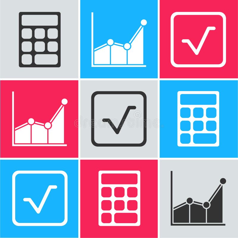 Set Calculator, Graph, Schedule, Chart, Diagram and Square Root Icon ...