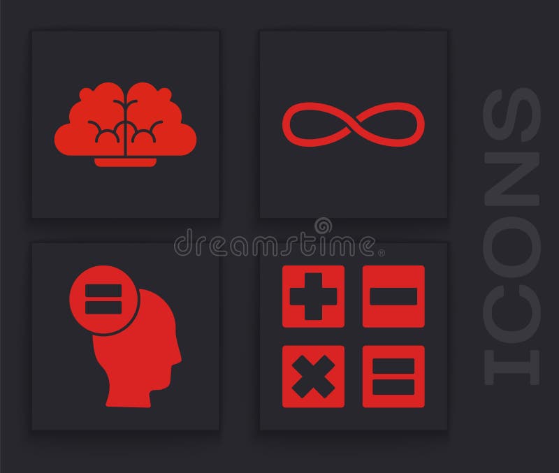 Set Calculator, Human Brain, Infinity and Calculation Icon. Vector ...