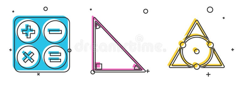 Set Calculator, Triangle Math and Triangle Math Icon. Vector Stock ...