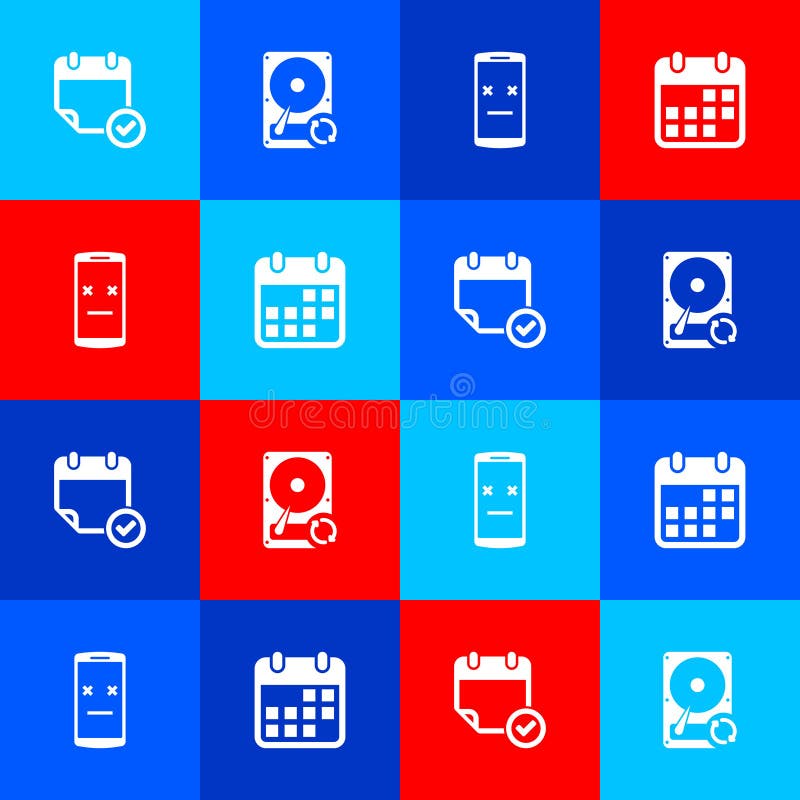 Set Calendar with Check Mark, Hard Disk Drive HDD Sync Refresh, Dead ...