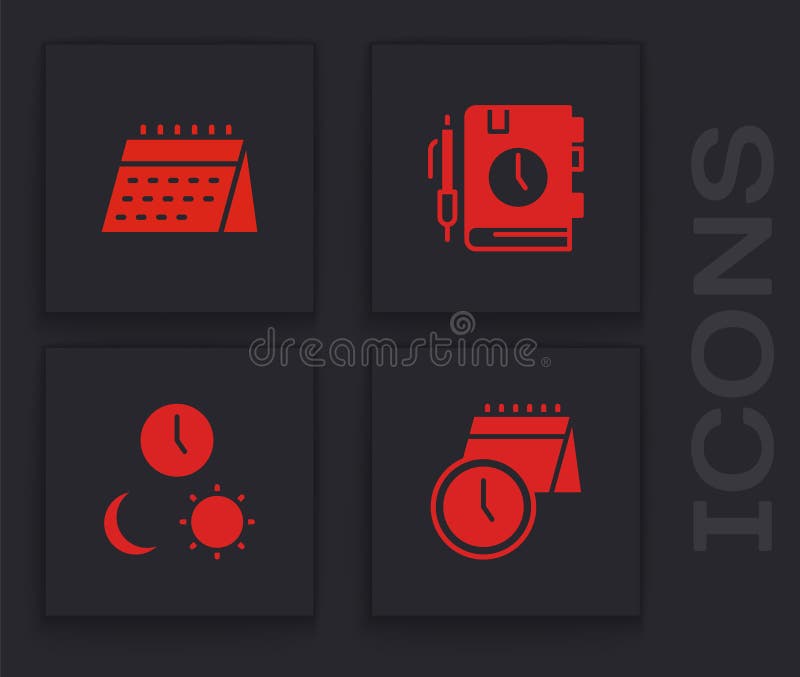 Set Calendar and Clock, , daily Paper Notepad and Day Night with Time ...