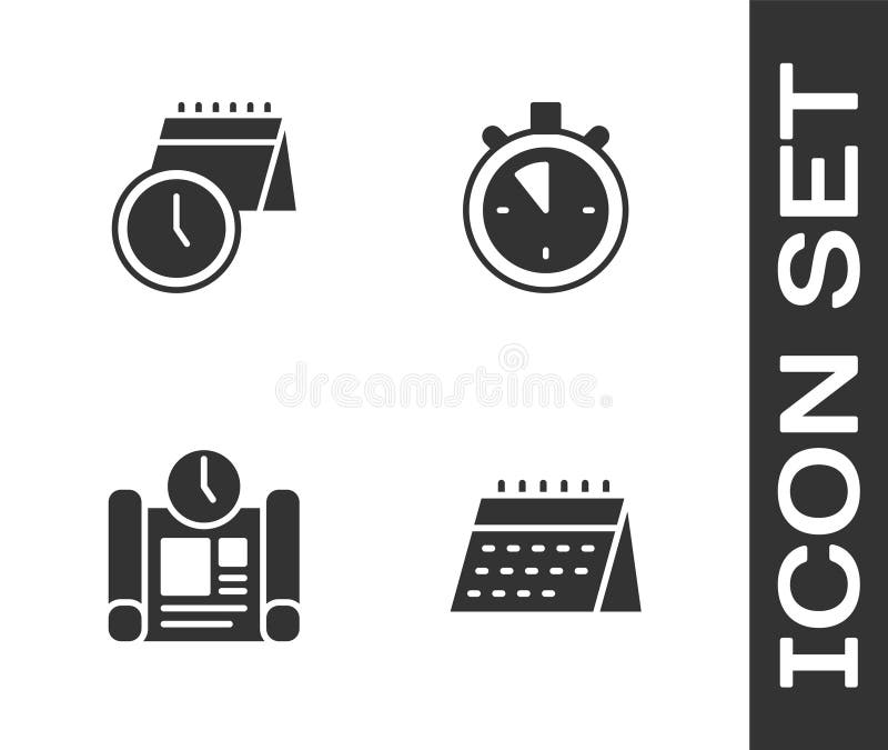 Set Calendar, and Clock, Project Time Plan and Stopwatch Icon. Vector ...