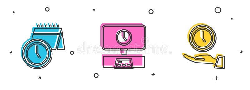 Set Calendar and Clock, Smart Tv Time and Clock Icon. Vector Stock ...