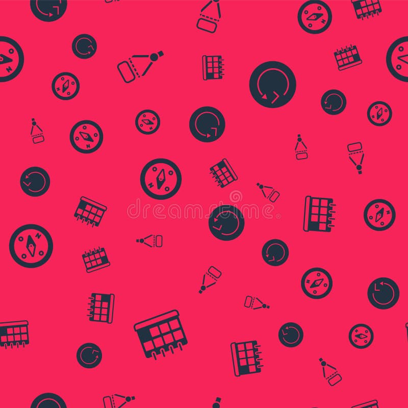 Set Calendar, Drawing Compass, Compass and Radius on Seamless Pattern ...