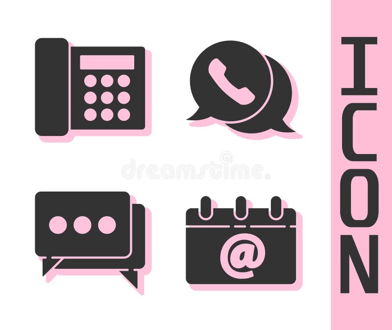Set Calendar with Email, Telephone, Speech Bubble Chat and Telephone ...