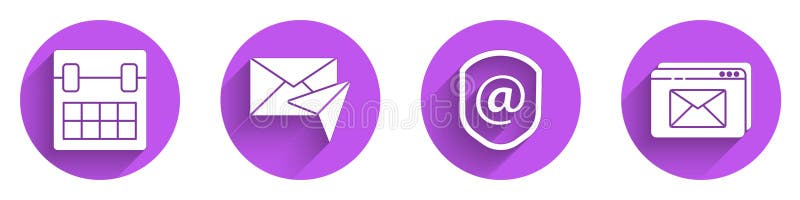 Set Calendar, Envelope, Shield with Mail and E-mail and Website and ...