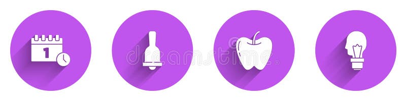 Set Calendar First September Date, Ringing Bell, Apple and Light Bulb ...