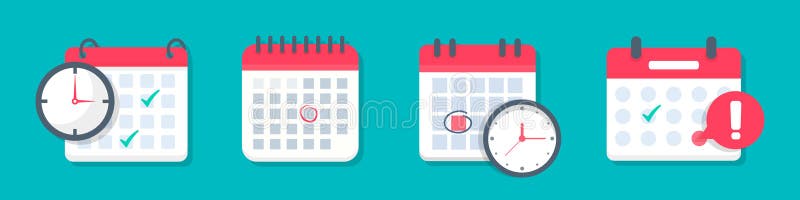 Set of Calendar in a Flat Design. Countdown, Deadline, Planning ...