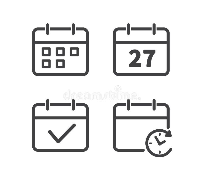 Set of Calendar Icon. Schedule Icon Isolated on White Background. Flat ...