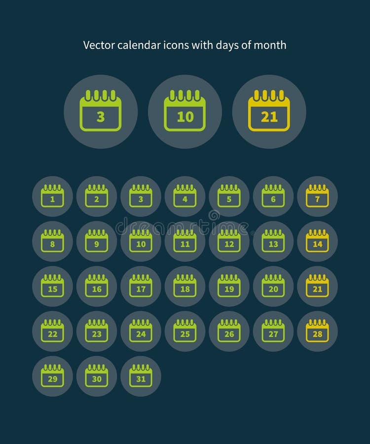 Set of Calendar Icons for Every Day Stock Vector - Illustration of page ...