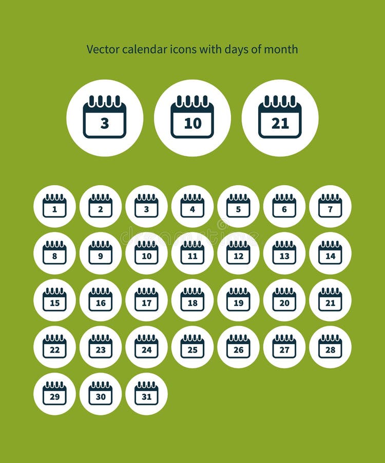 Set of Calendar Icons for Every Day Stock Vector - Illustration of plan ...