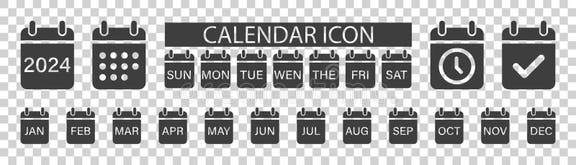 Set of Calendar Icons on a White Background. Stock Vector ...