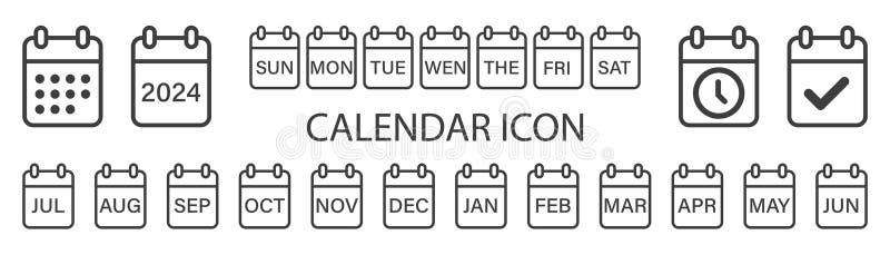Set of Calendar Icons on a White Background. Stock Vector ...