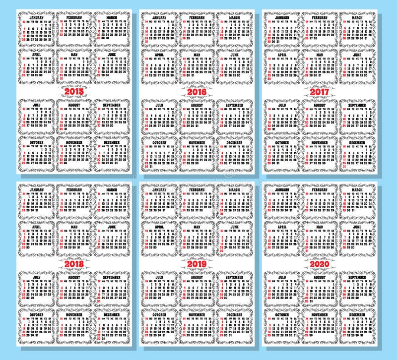 Set of Calendar Template in Retro Style Stock Vector - Illustration of ...