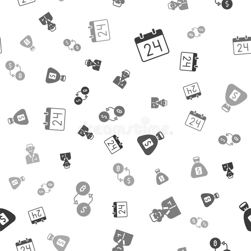 Set Calendar, Trader, Money Bag and Cryptocurrency Exchange on Seamless ...