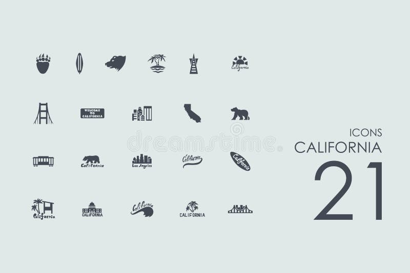 Set of California icons stock vector. Illustration of beautiful - 69155756