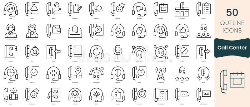 Set of Call Center Icons. Thin Linear Style Icons Pack Stock Vector ...