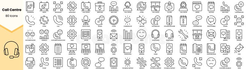 Set of Call Centre Icons. Simple Line Art Style Icons Pack Stock Vector ...