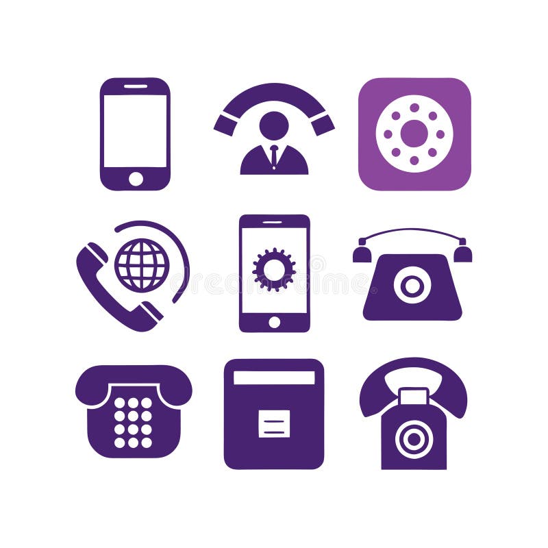 Set of Call icons vector stock vector. Illustration of voicemail ...