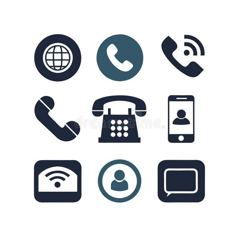 Set of Call icons vector stock vector. Illustration of voicemail ...