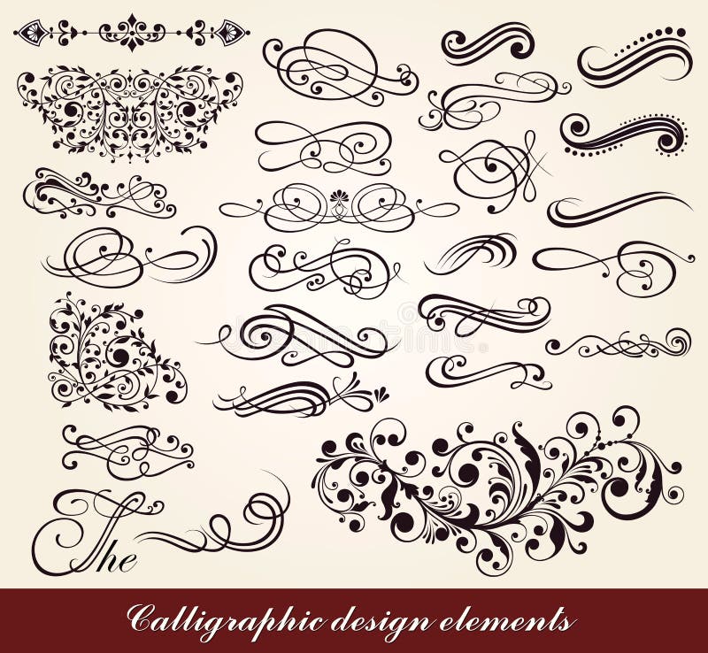 Set Of Calligraphic Design Elements Stock Vector - Image: 23069157