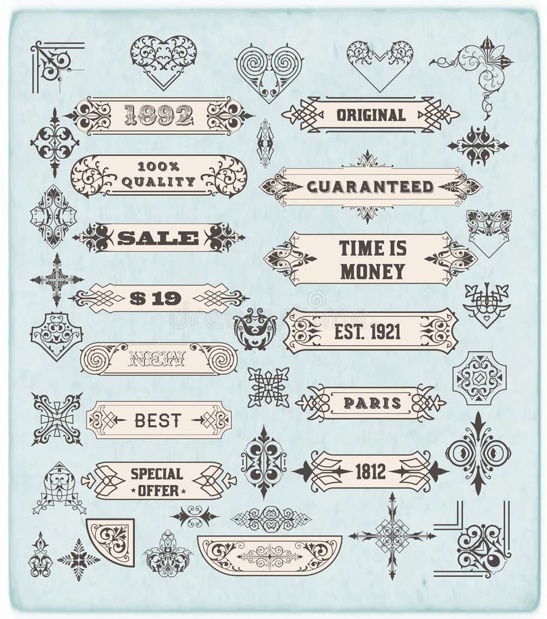 Set of Calligraphic Design Elements Stock Vector - Illustration of ...