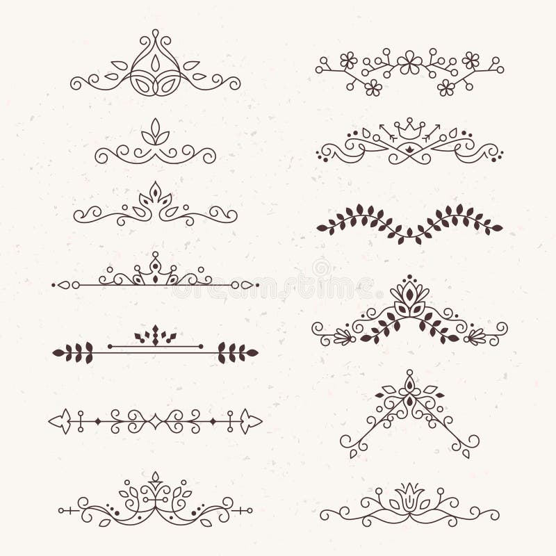 Set of Calligraphic Design Elements Stock Vector - Illustration of page ...