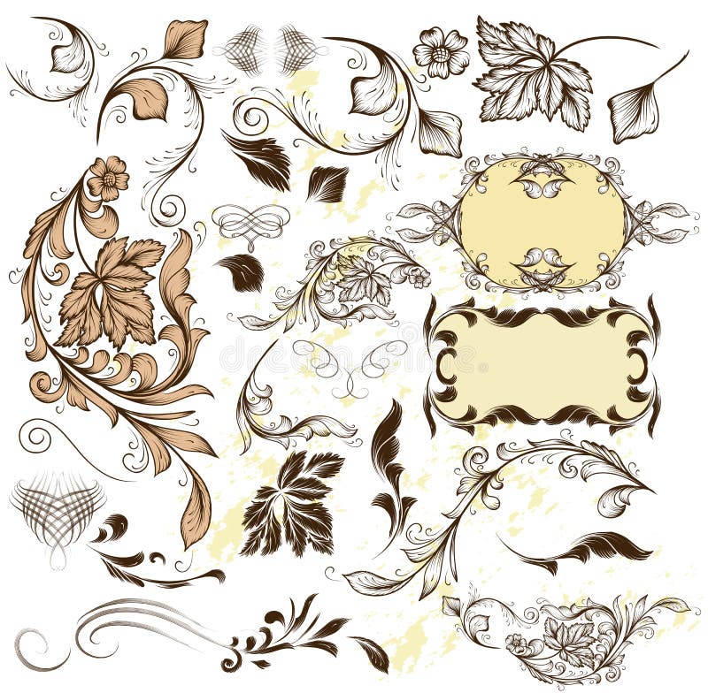 Set of Calligraphic Design Elements and Page Decorations Stock Vector ...