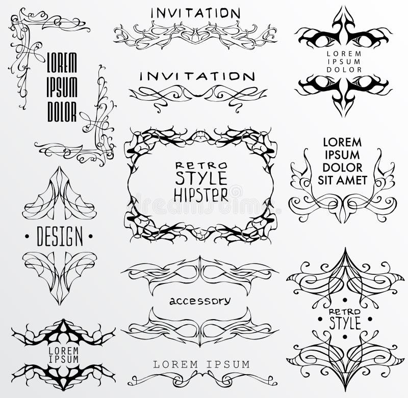 Set of Calligraphic and Floral Stock Vector - Illustration of ...