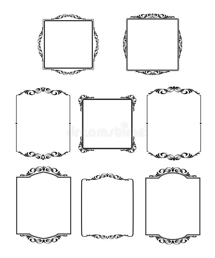 Set Calligraphic Frames .Vintage Stock Illustration - Illustration of ...