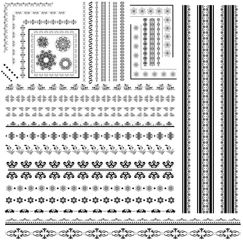 Set Calligraphic Line Design Illustrator on White Background Stock ...