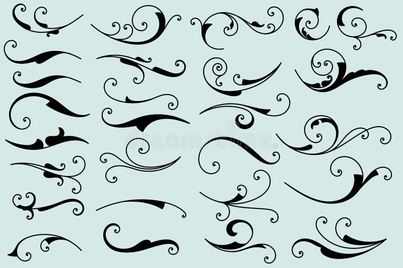 Set of Calligraphic Swashes Stock Vector - Illustration of vintage ...