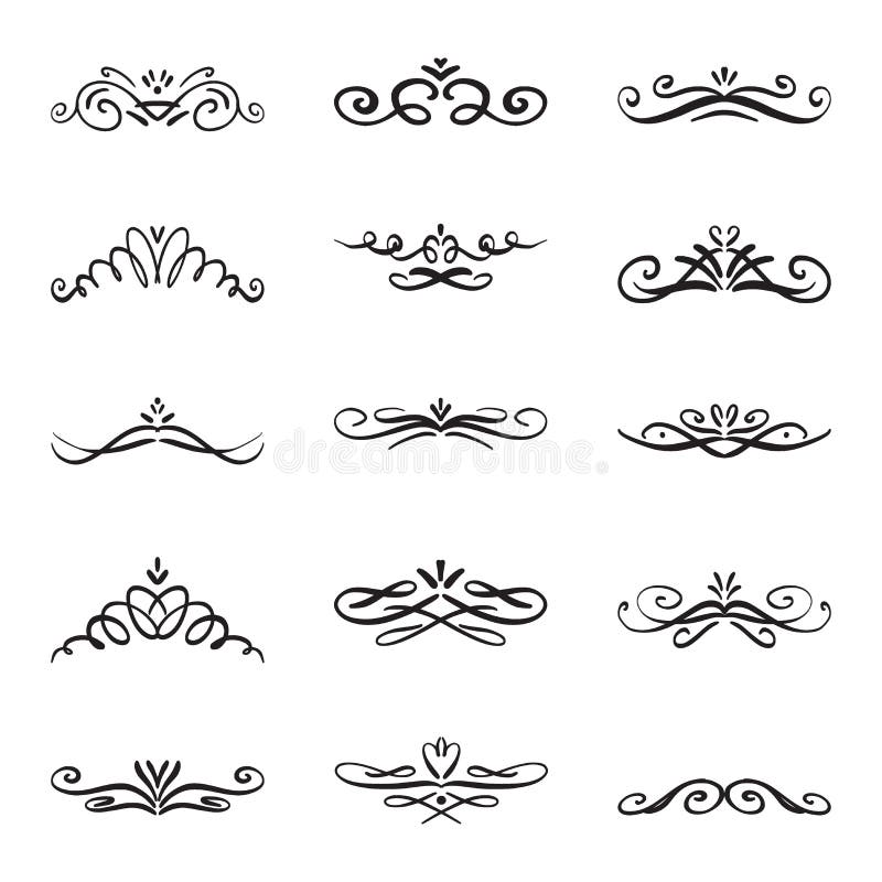 Set of Calligraphic Vignettes Stock Vector - Illustration of elegant ...