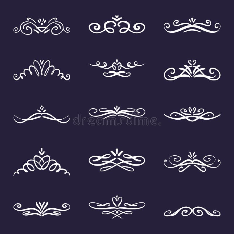 Set of Calligraphic Vignettes Stock Vector - Illustration of greeting ...