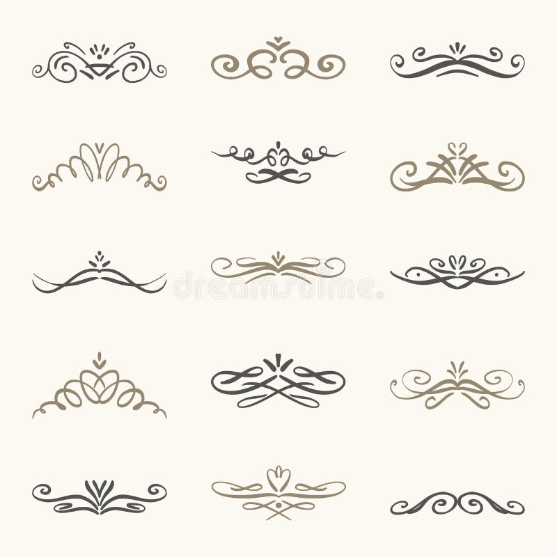 Set of Calligraphic Vignettes Stock Vector - Illustration of drawing ...