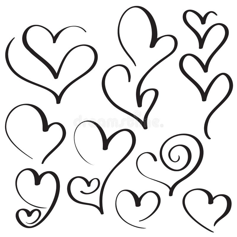 Set of Calligraphy Heart Art for Design. Vector Illustration EPS10 ...