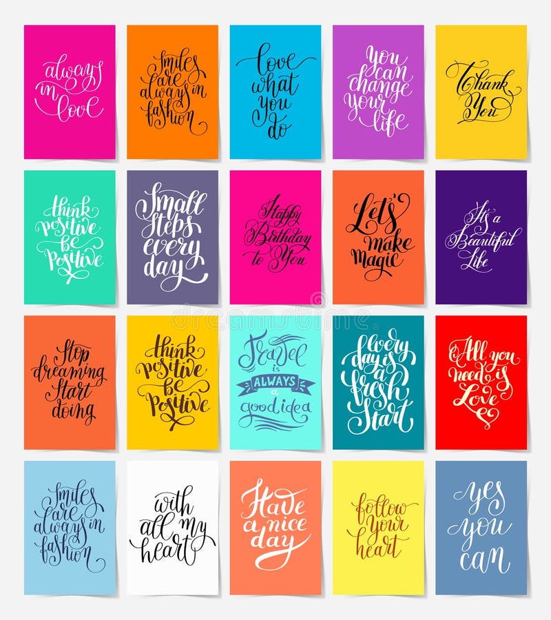 Set of Calligraphy Posters with Hand Lettering Motivational and Stock ...